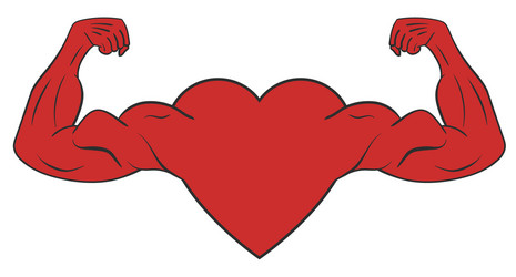 Strong heart and hands muscular powerful love Vector Image