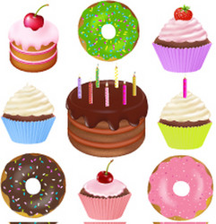 Sweet set 3d realistic objects cupcake cake Vector Image