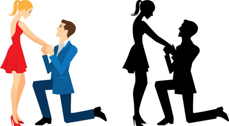 Wedding proposal cartoon Royalty Free Vector Image