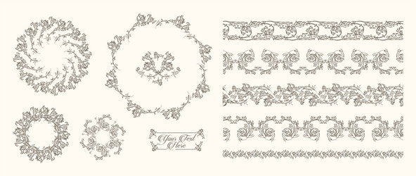 Hand drawn sketch of vintage frames Royalty Free Vector