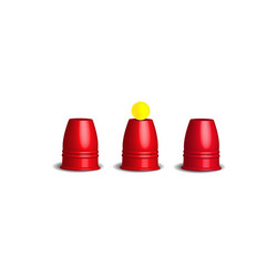 Three red stainless cups magic cup game Royalty Free Vector