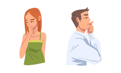 Thoughtful man character scratching chin thinking Vector Image