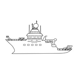 Black white research vessel hand drawn Royalty Free Vector