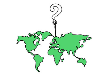 Map with question mark as line drawing on white Vector Image