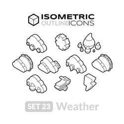 Isometric outline icons set 6 Royalty Free Vector Image