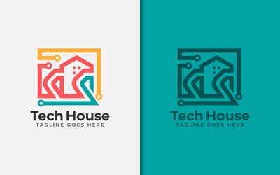 Abstract tech house logo design modern house Vector Image