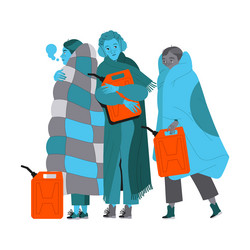 Freezing from cold man character wrapped Vector Image