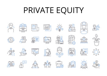 Private equity line icons collection venture Vector Image