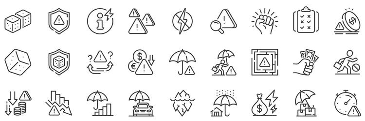 Risk management line icons safety umbrella Vector Image