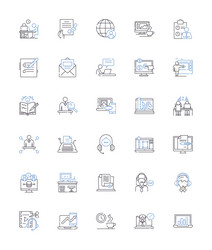 Agile-focused line icons collection scrum Vector Image