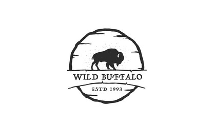 Wild buffalo vintage logo design bison bull Vector Image