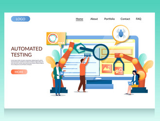 Testing mobile software landing page website Vector Image