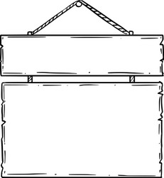 Doodle drawing four empty or blank wooden sign Vector Image