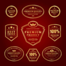 Gold frames premium labels and logos set Vector Image
