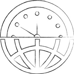 Half globe plus clock meaning time management Vector Image