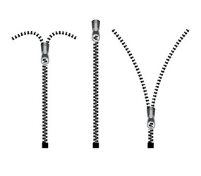 Zipper collection realistic set Royalty Free Vector Image