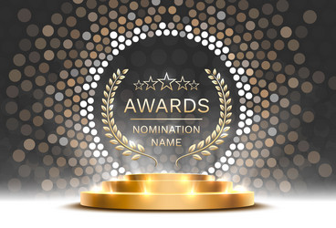 Awards nomination name podium golden prize event Vector Image