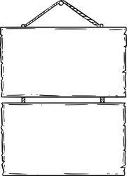 Doodle drawing four empty or blank wooden sign Vector Image