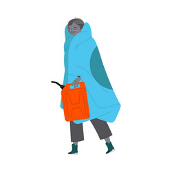 Freezing from cold man character in scarf showing Vector Image