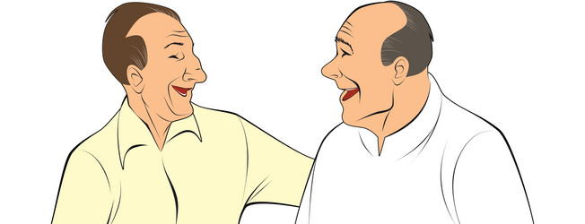 Two businessmen talking and laughing friends joke Vector Image