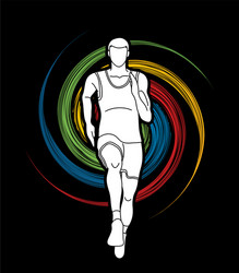 Marathon runner sprinter front view Royalty Free Vector