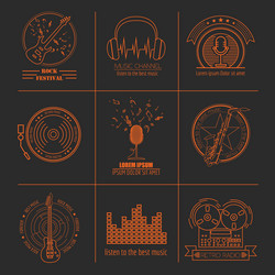 Musical instruments logos and badges graphic Vector Image