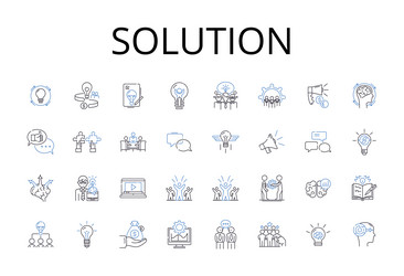 Solution line icons collection answer fix Vector Image