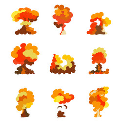 Pixel art explosions game icons set comic boom Vector Image