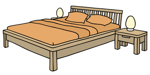 Double bed cartoon isolated Royalty Free Vector Image