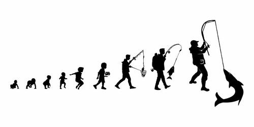 Fishing - the evolution of - baby kid Royalty Free Vector