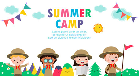 Kids summer camp background education banner Vector Image