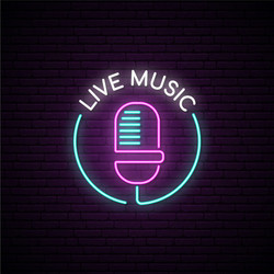 Live microphone neon sign Royalty Free Vector Image