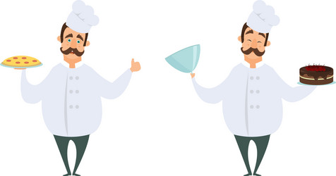 Funny characters of chef in action poses Vector Image