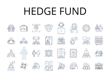 Hedge fund line icons collection wealth Royalty Free Vector