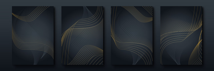 Abstract minimalist poster collection with golden Vector Image