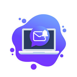 Red email message icon with laptop Royalty Free Vector Image