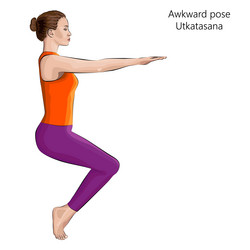 Silhouette of awkward pose utkatasana Royalty Free Vector