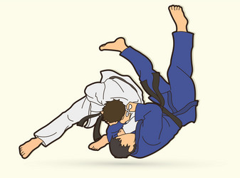 Judo sport action cartoon graphic Royalty Free Vector Image