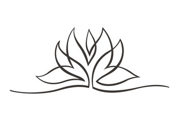 One single line drawing beauty fresh lotus Vector Image