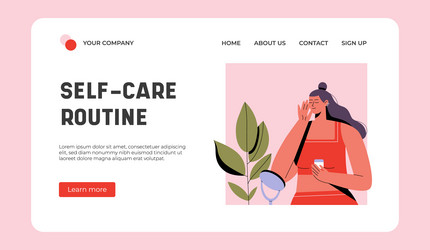 Practicing self care landing page Royalty Free Vector Image