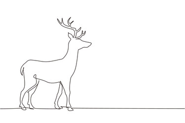 Single continuous line drawing forest wild deer Vector Image