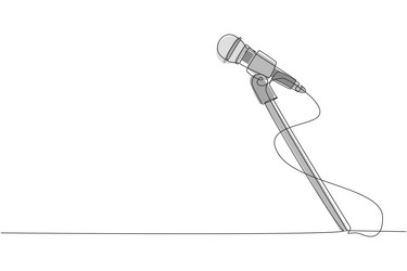 Single one line drawing stand with microphone Vector Image