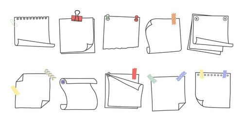 Doodle hand drawn memo notes and reminders Vector Image