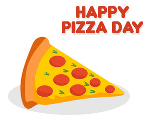 Happy pizza day with delicious Royalty Free Vector Image