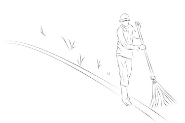 Park or road no face sweeper man simple hand draw Vector Image