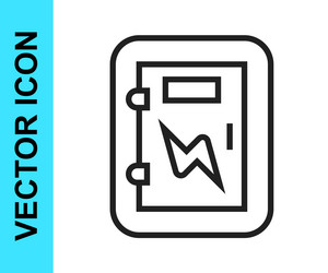 Black line electrical panel icon isolated on white