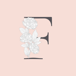 Hand drawn floral f monogram and logo Royalty Free Vector