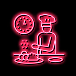 Chef master neon with hat banner Royalty Free Vector Image