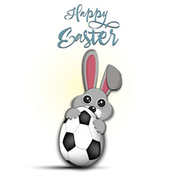 Happy easter rabbit with egg shaped soccer ball Vector Image