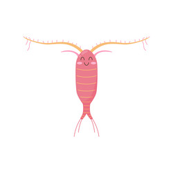 Funny childish zooplankton cartoon flat Royalty Free Vector